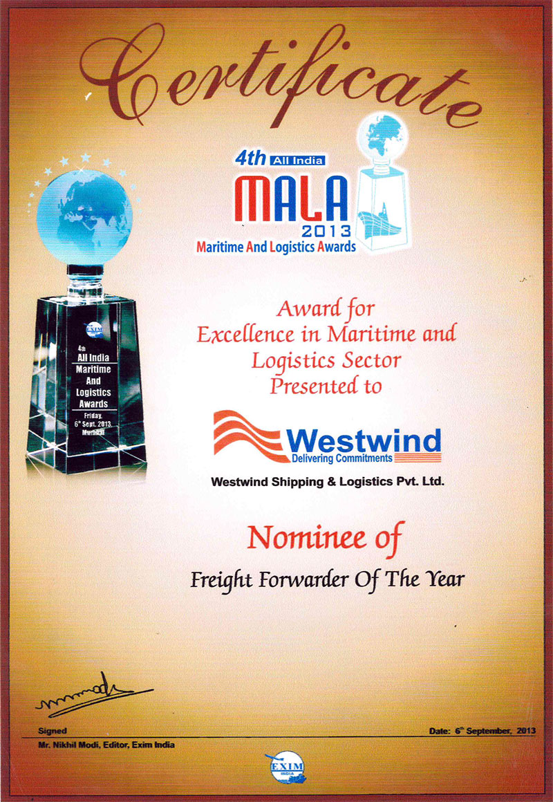 Achievements - Westwind Shipping & Logistics PVT. LTD